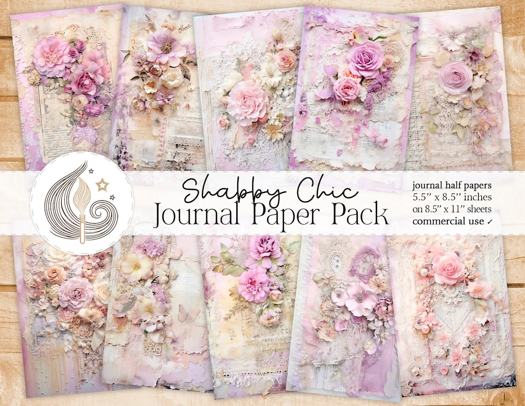 Shabby Chic Junk Journal Pages | Printable Journal Kit | Digital Paper ...