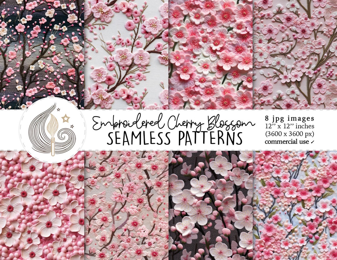 Seamless Cherry Blossom Fabric Pattern | Commercial Use | 3d Seamless ...