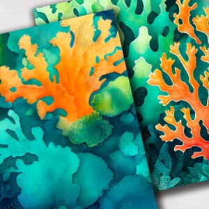 Coral Reef Digital Paper | Watercolor Backgrounds | Commercial Use ...