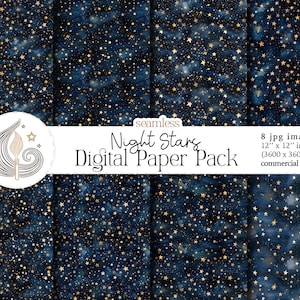 Night Sky Stars Seamless Digital Pattern Stars Paper Watercolor ...