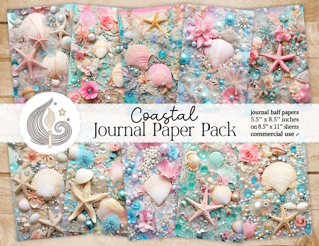 Coastal Junk Journal Kit | Beach Journal Pages | Shabby Chic | Paper ...