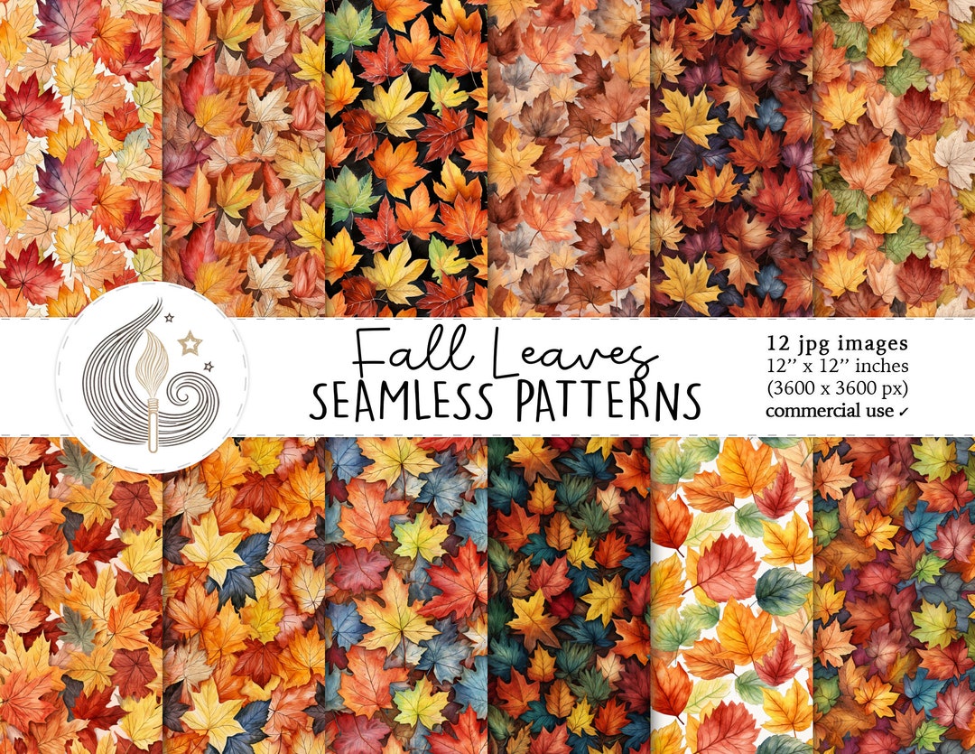 Fall Leaves Seamless Patterns: Autumn Watercolor Digital Papers With ...