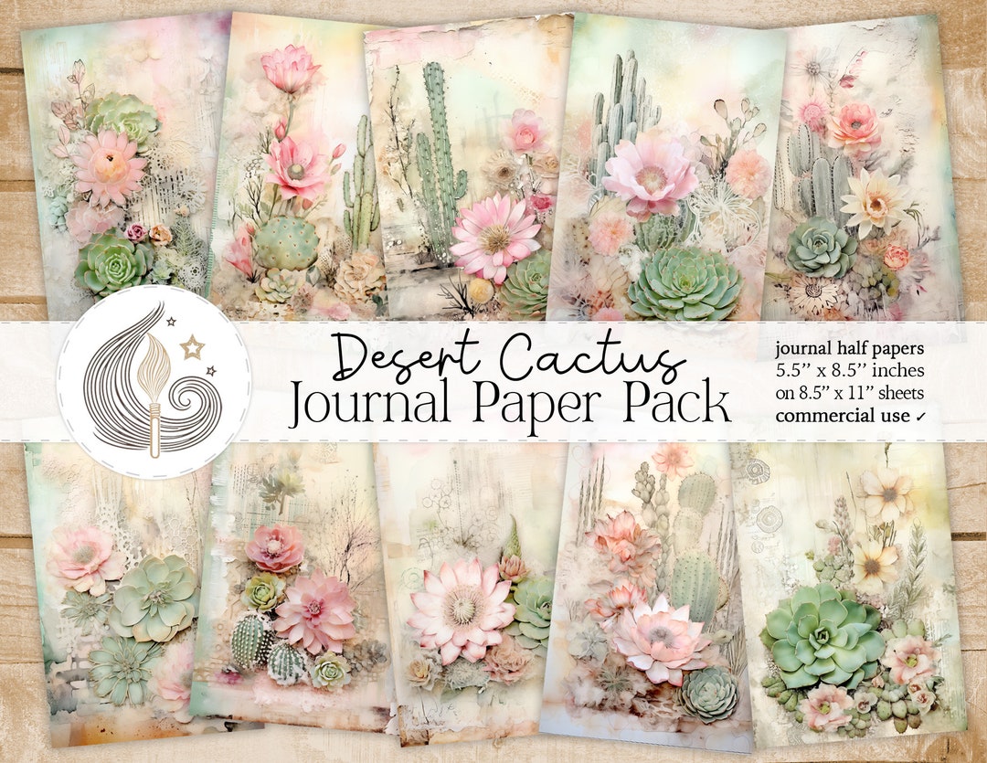 Desert Cactus Junk Journal Printable Pages | Cacti Flower Paper ...