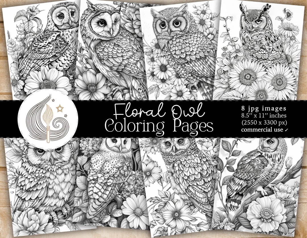 Floral Owl Coloring Pages: Printable Sheets With Owls and Woodland ...