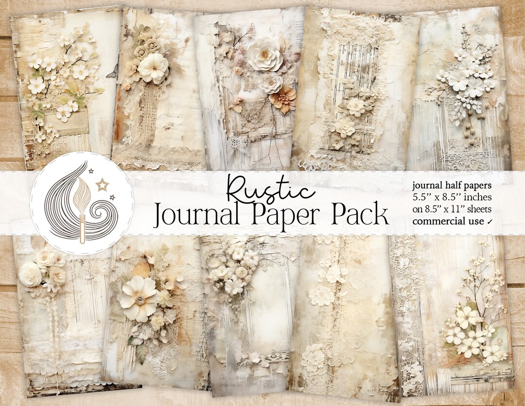 Rustic Junk Journal Pages: Neutral Nature Papers With Textured Layers ...