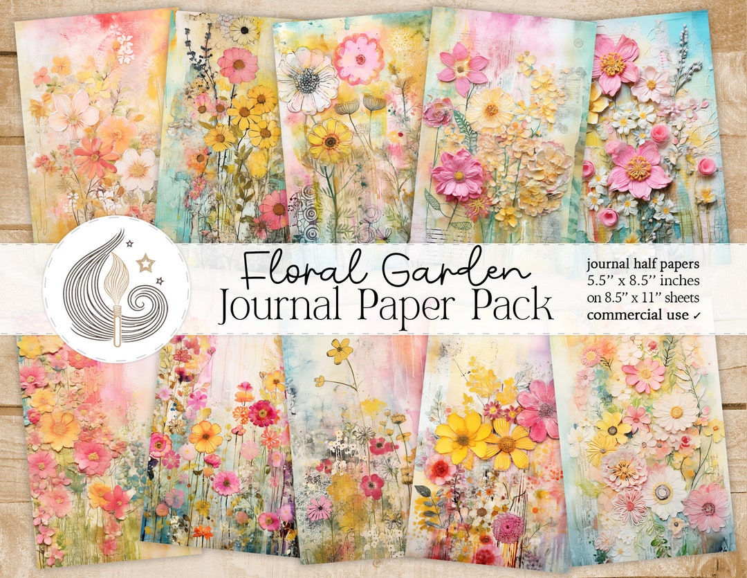 Junk Journal Printable Paper | Whimsical Floral Blooms | Spring ...