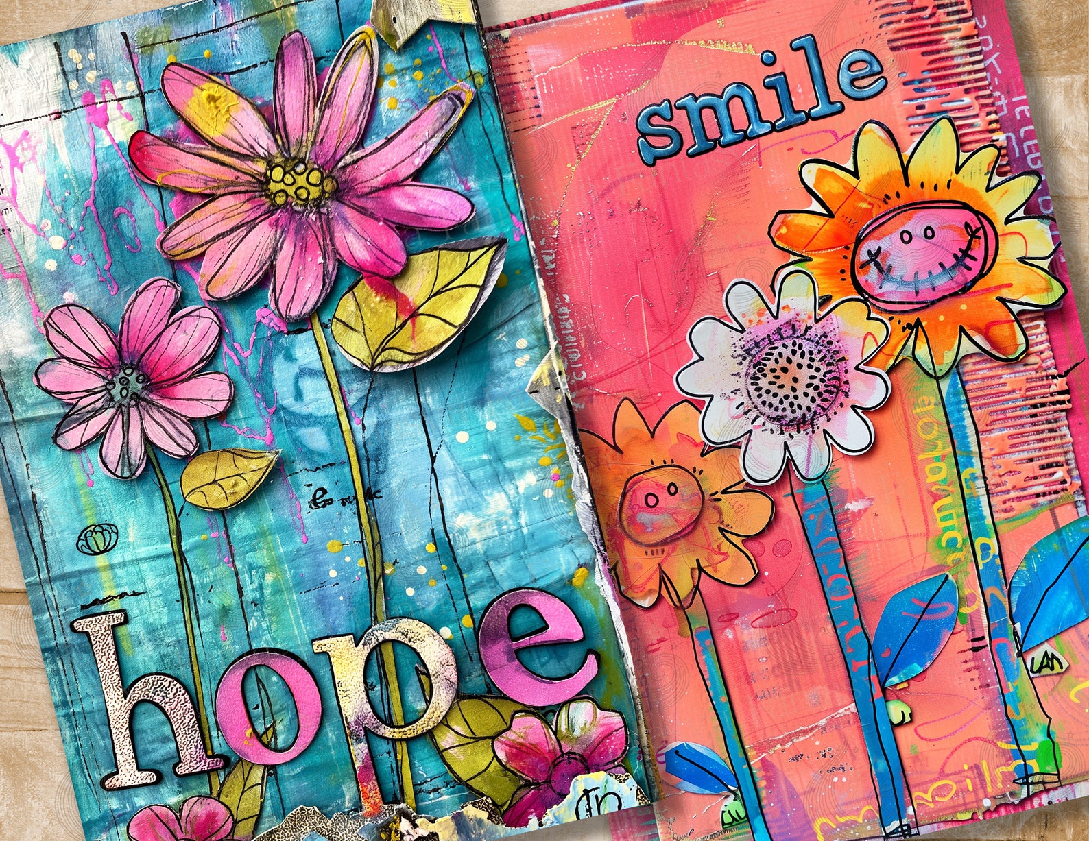 Positive Words Junk Journal Pages: Colorful Inspirational Papers With ...