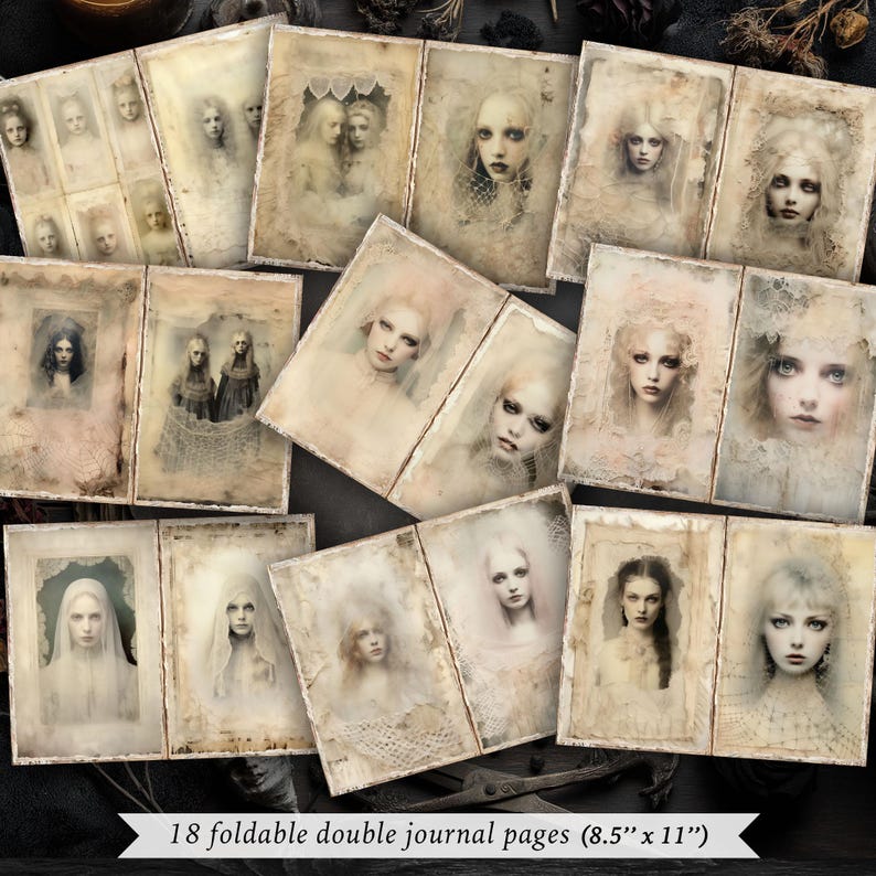 Haunted Portraits Junk Journal Pages: Vintage Papers With Ghostly ...