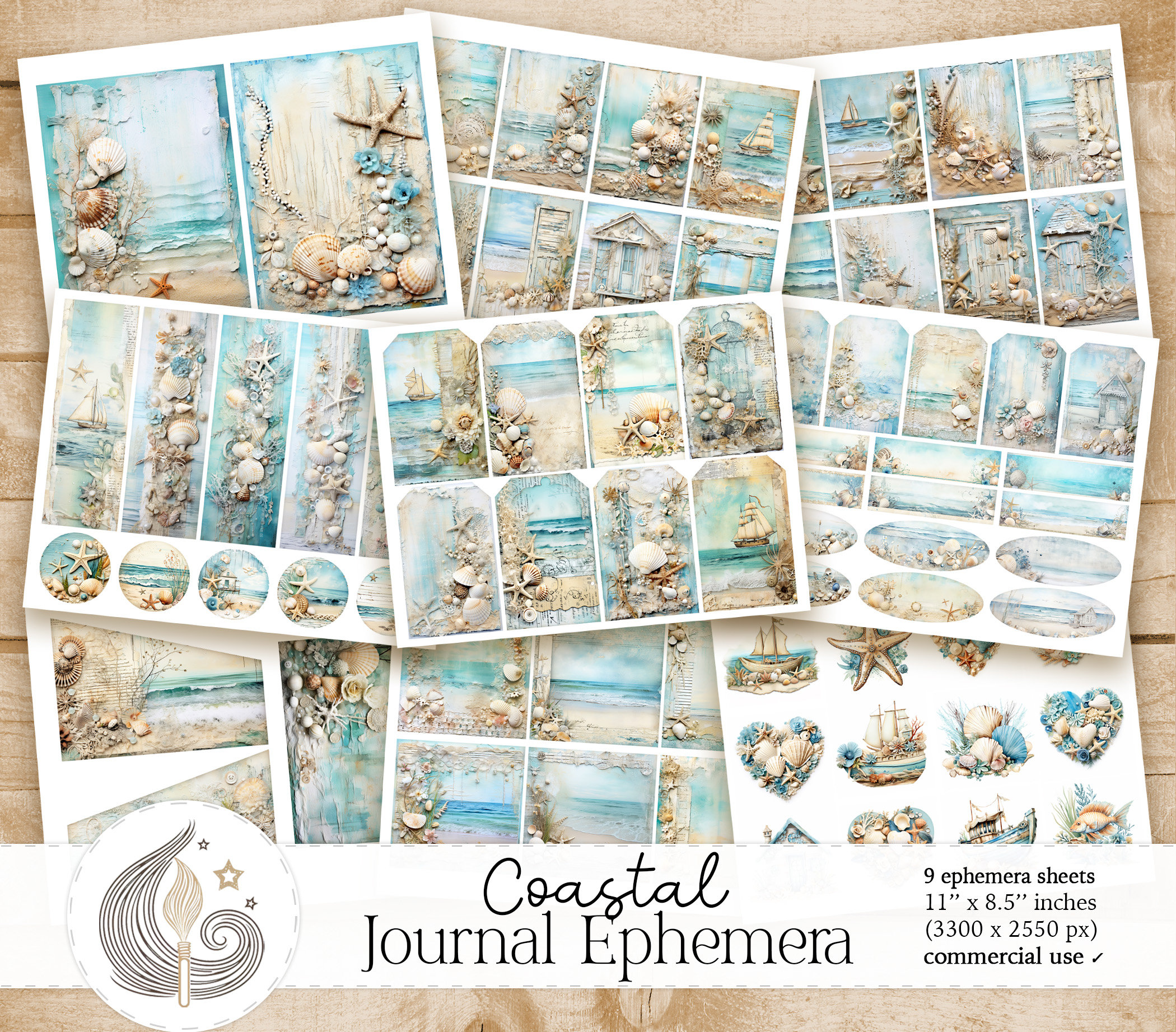 Coastal Journal Ephemera: Beach Printable Pack in Soft Ocean Tones - Etsy