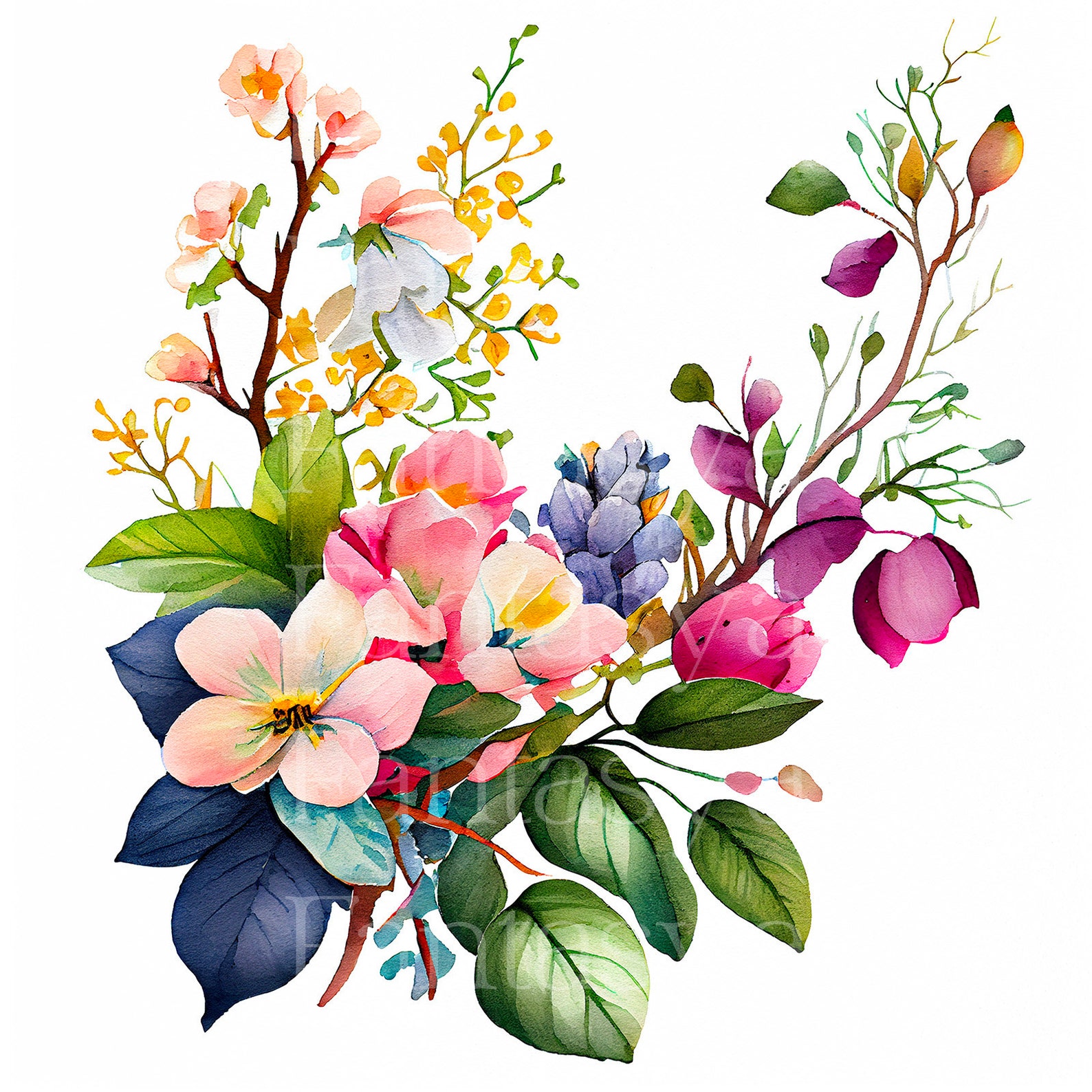 Spring Flowers Images Watercolor Clipart Pack Scrapbook - Etsy