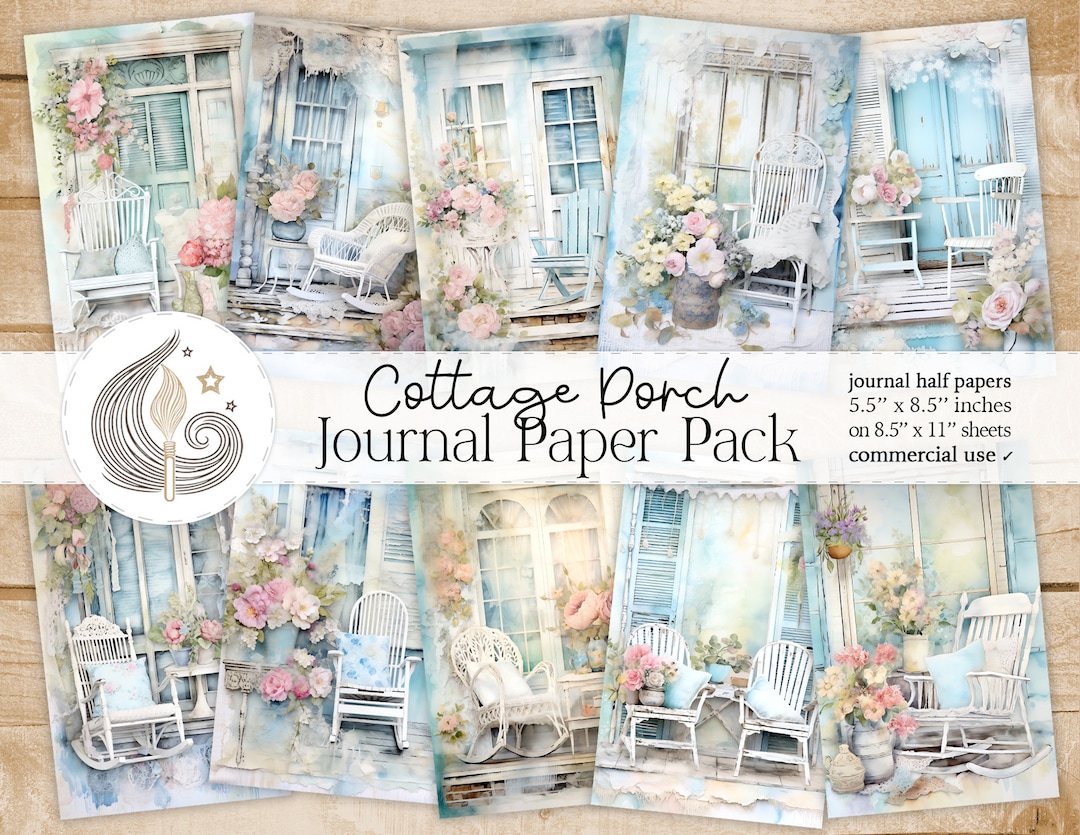 Cottage Porch Journal Paper Pack | Shabby Chic Printable Journal Pages ...