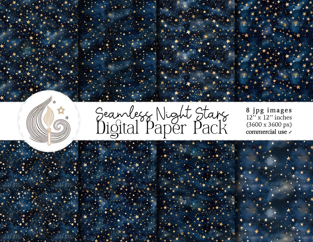 Night Sky Stars Seamless Digital Pattern Stars Paper - Etsy