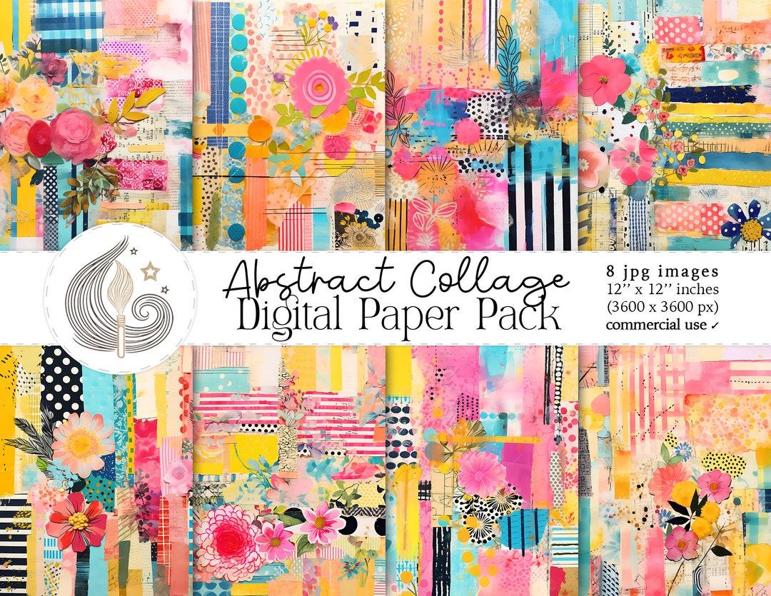 Abstract Collage | Digital Paper | Scrapbook Paper | Commercial Use ...