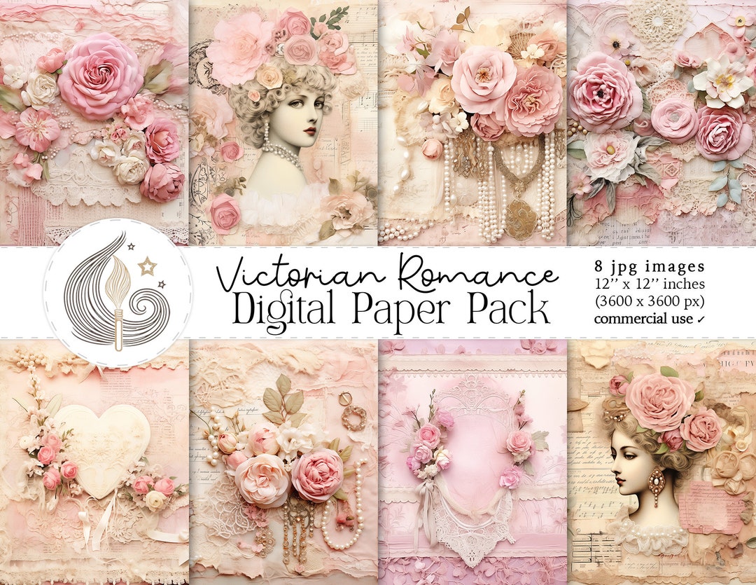 Victorian Romance Digital Paper Pack | Shabby Scrapbook Paper | Vintage ...