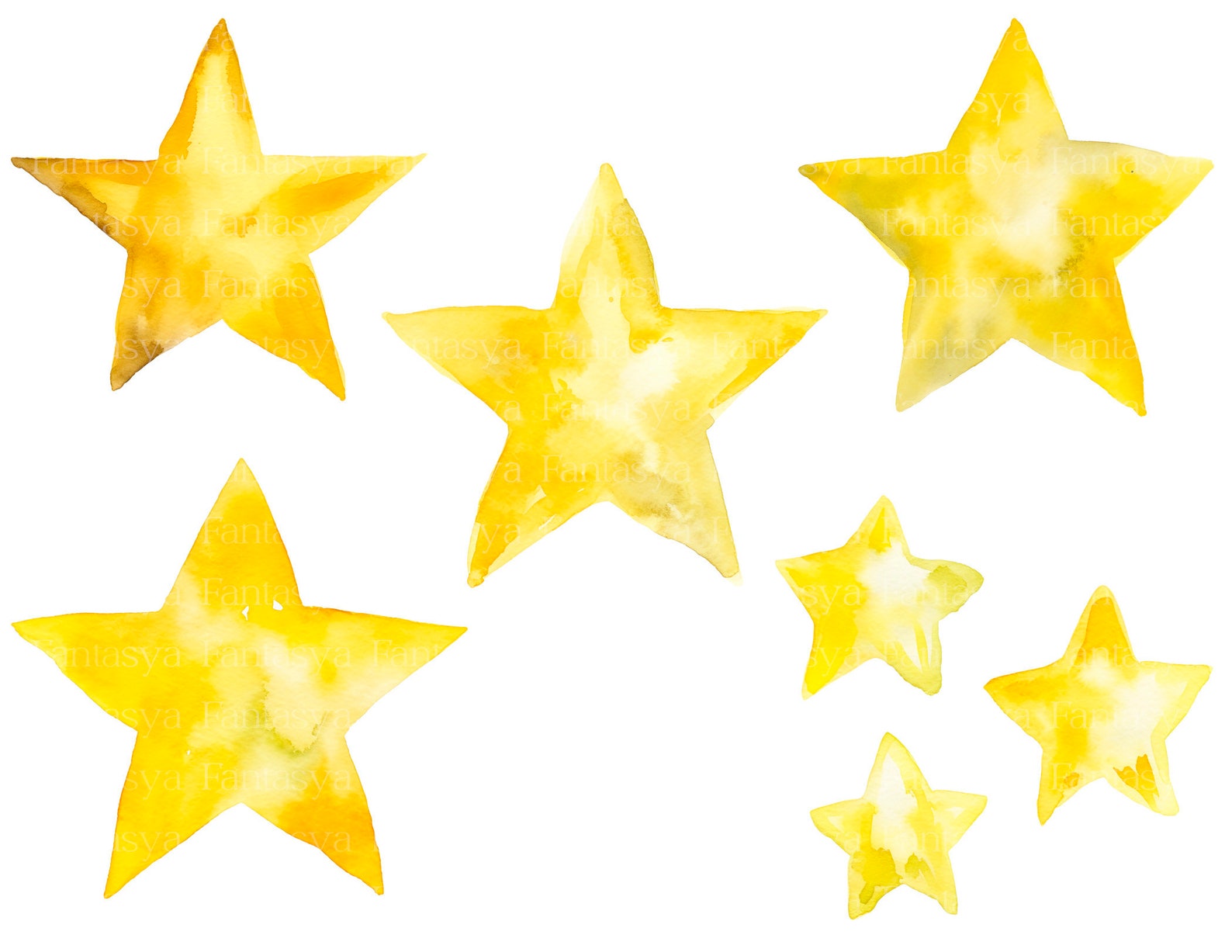 Watercolor Stars Clipart Digital Download Hand Painted - Etsy