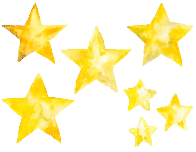 Watercolor Stars Clipart Digital Download Hand Painted - Etsy