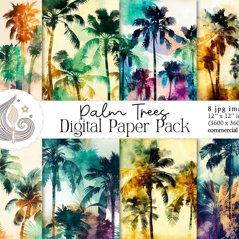 Palm Tree Digital Paper - Etsy