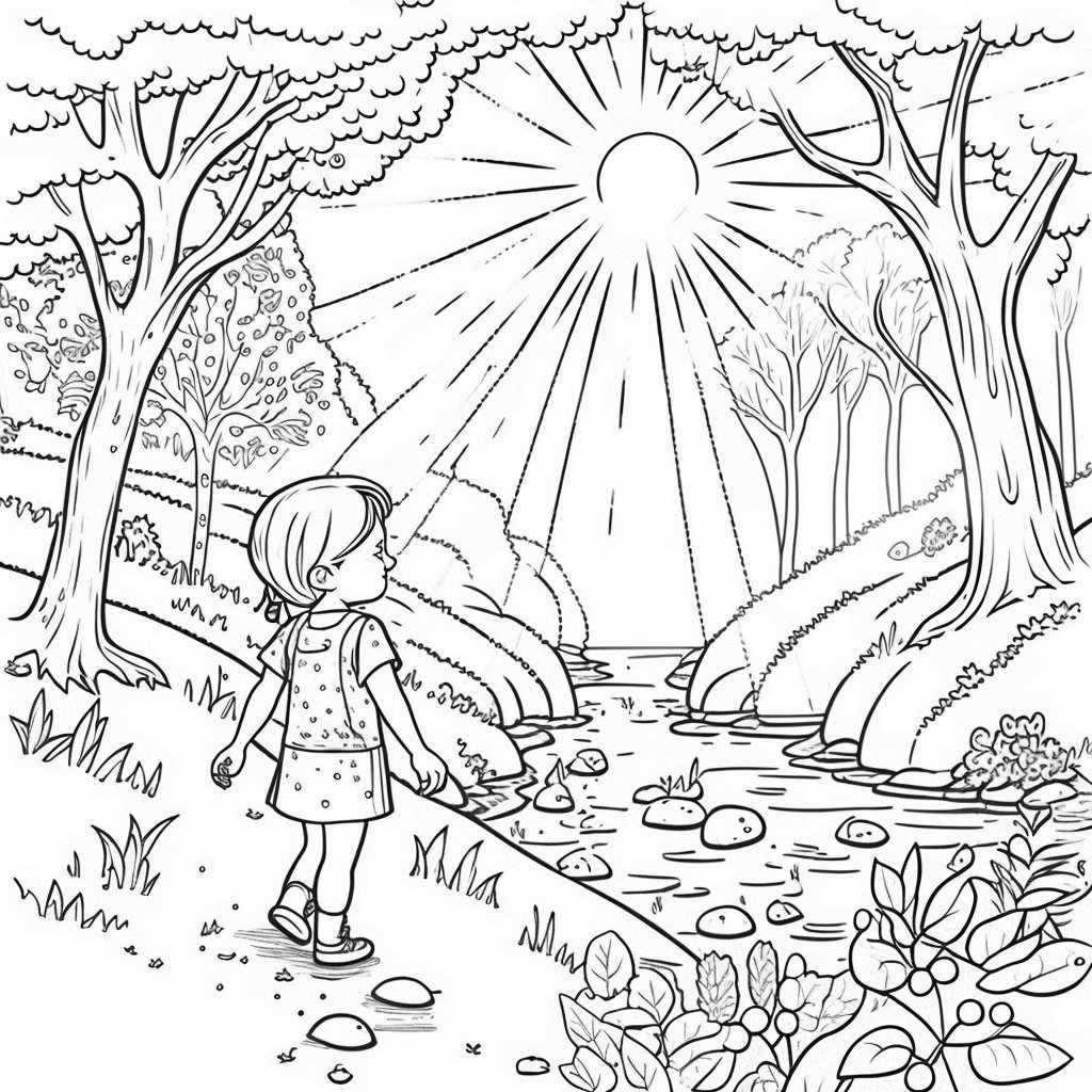 Kids Coloring - Girl in Sunshine - Etsy