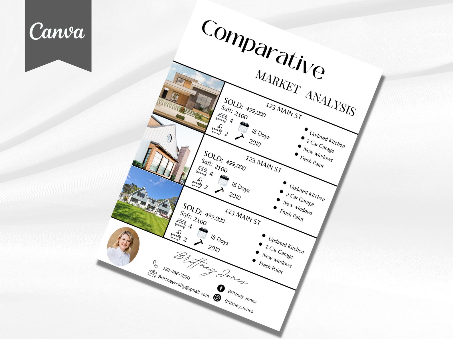 Comparative Market Analysis Template, CMA Template Flyer, Real Estate ...