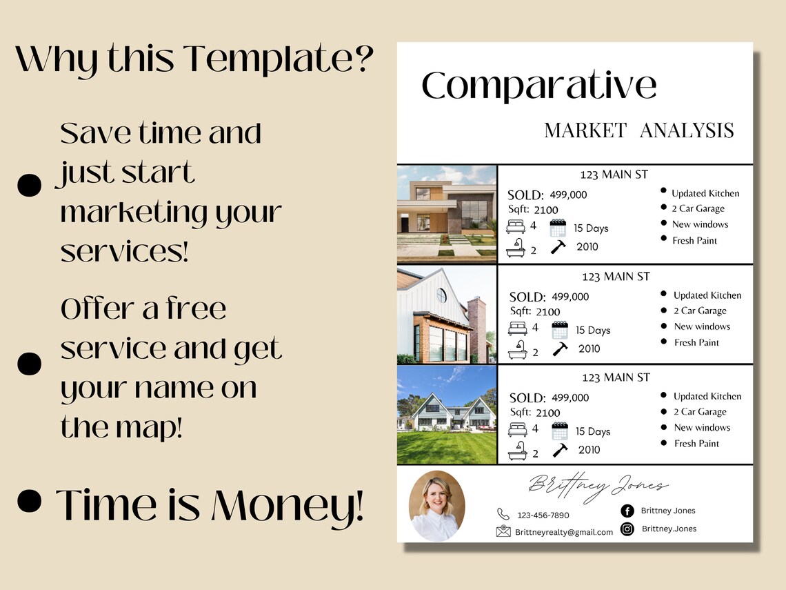 Comparative Market Analysis Template, CMA Template Flyer, Real Estate ...