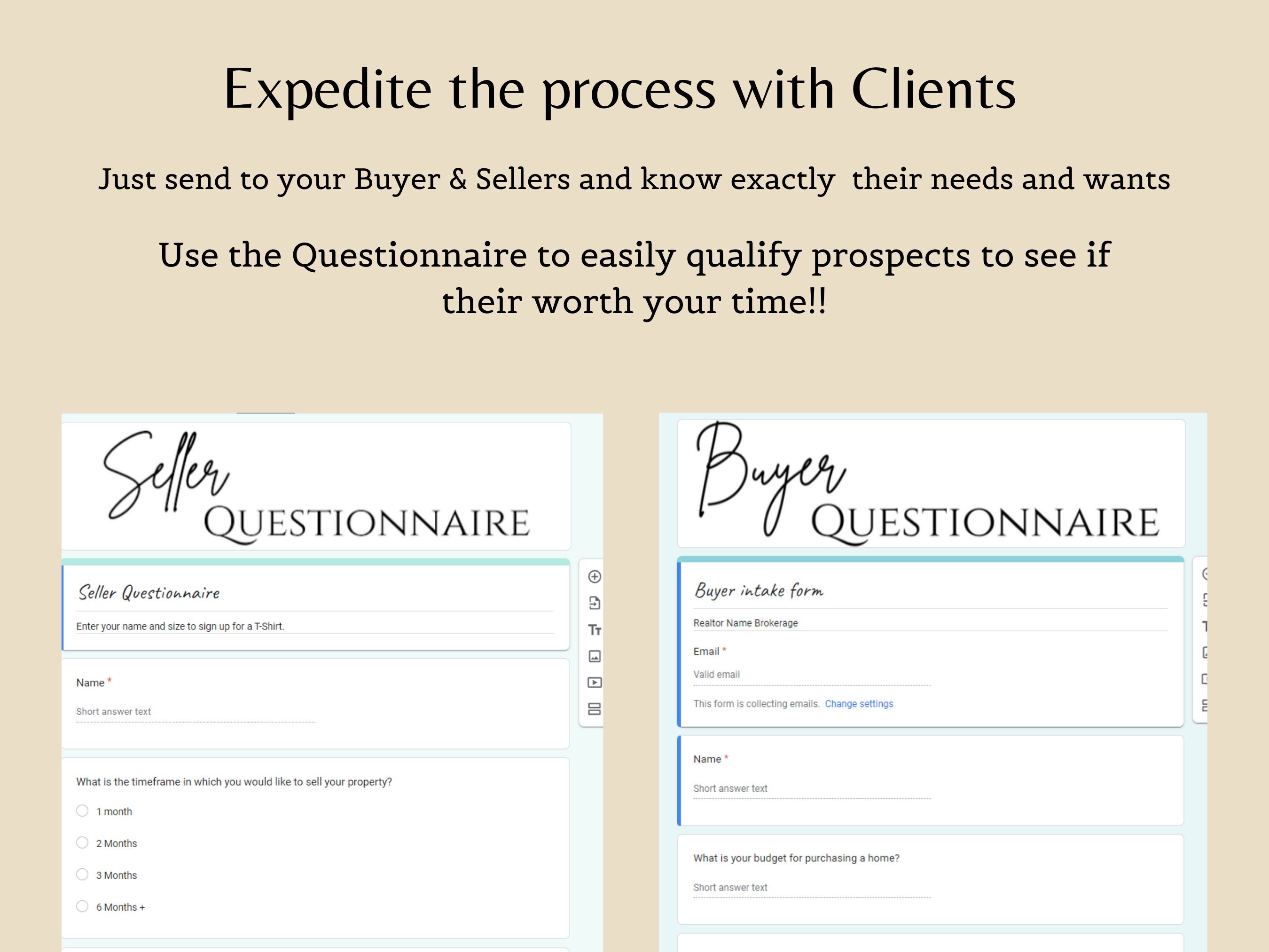 Real Estate Buyer and Seller Intake Questionnaire, Online Google Form ...