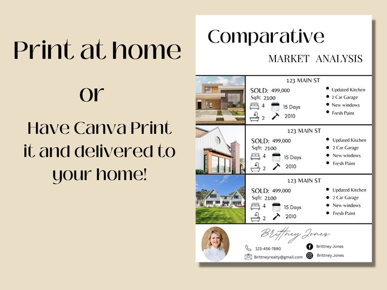 Comparative Market Analysis Template, CMA Template Flyer, Real Estate ...