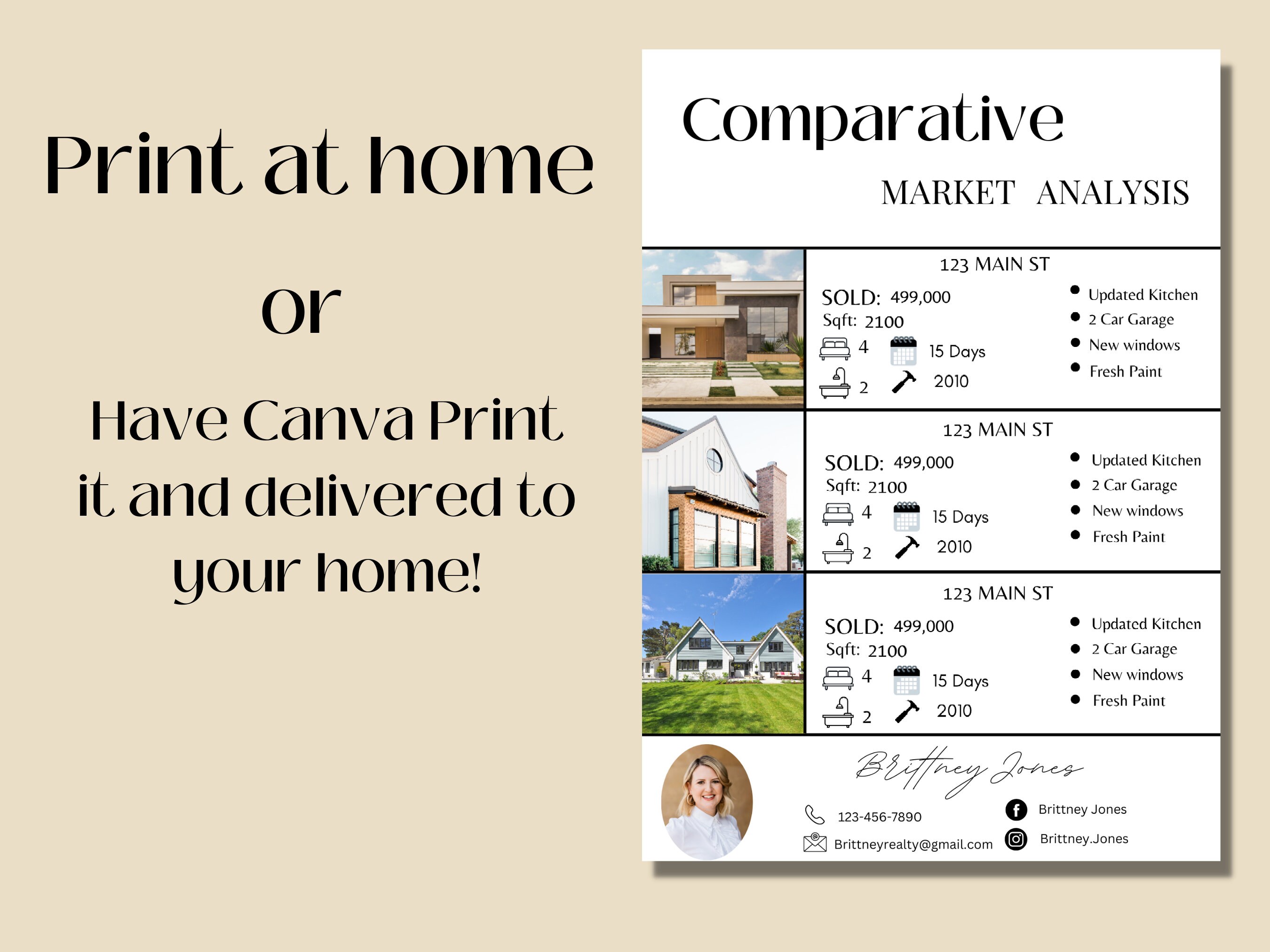 Comparative Market Analysis Template, CMA Template Flyer, Real Estate ...