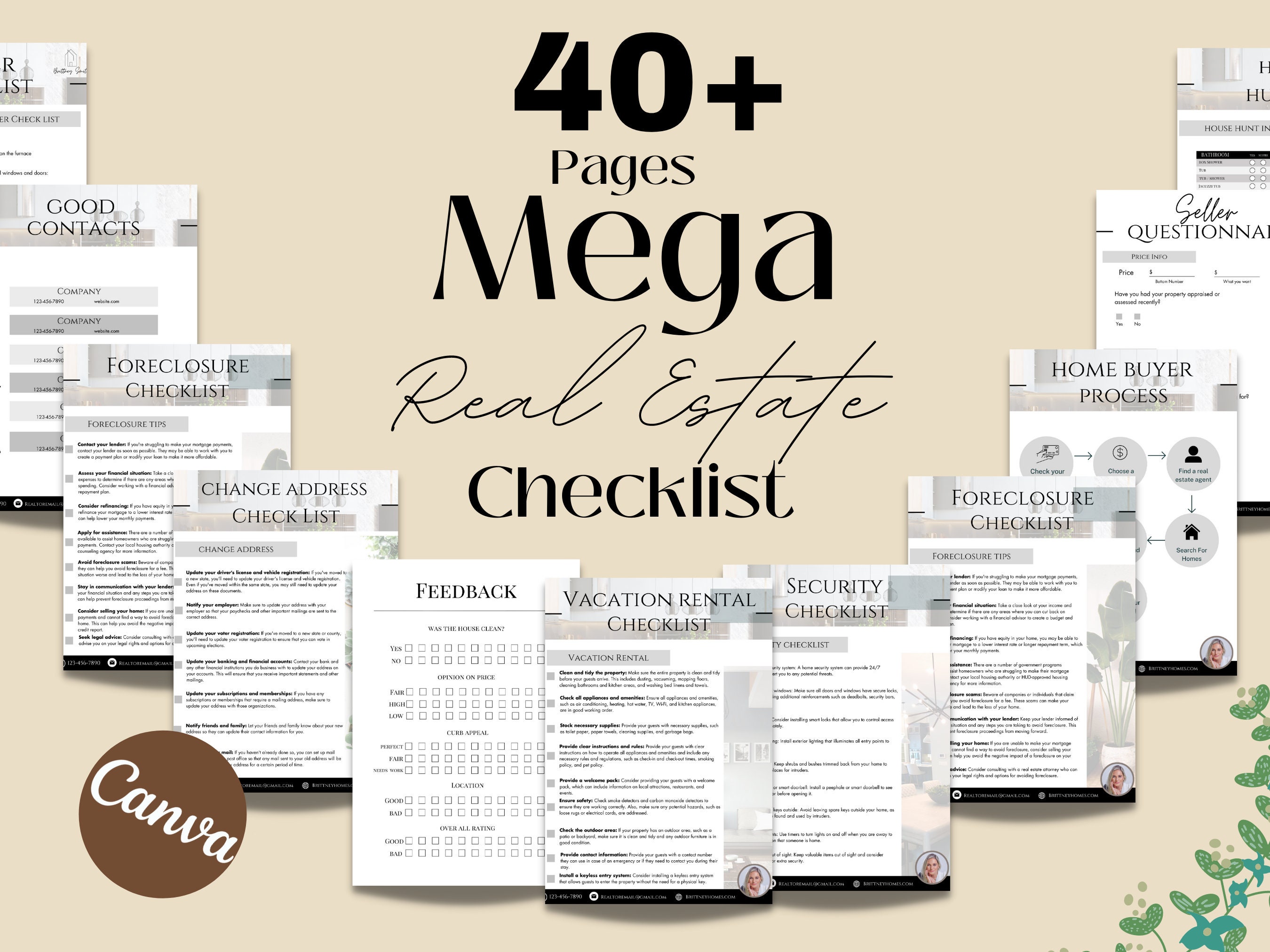 Realtor Checklist, Seller Buyer Real Estate Checklist, Closing Day ...