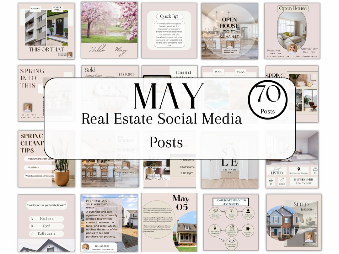 May Real Estate Agent Social Media Posts, Real Estate Marketing, Spring ...