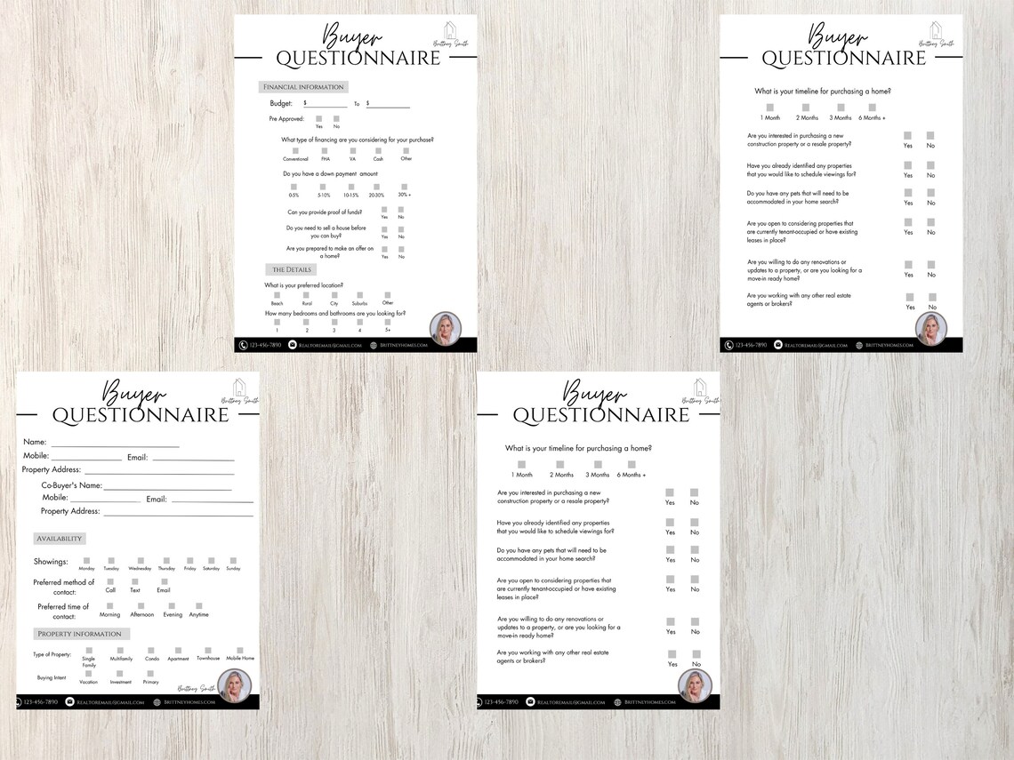 Buyer Questionnaire, Buyer Consultation Questionnaire, House Hunting ...