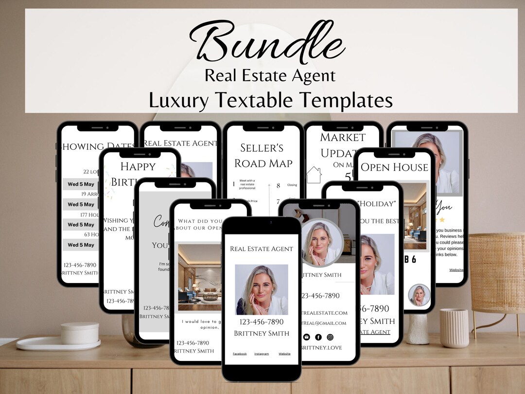 Digital Business Card, Text Message Realtor Marketing, Bundle Text ...