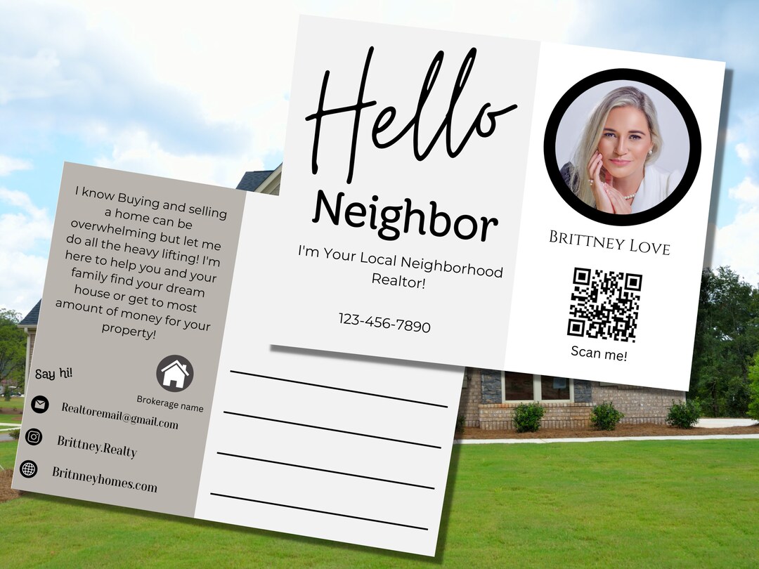 Hello Neighbor Farming Postcard, Realtor Postcard, Real Estate Mailer ...