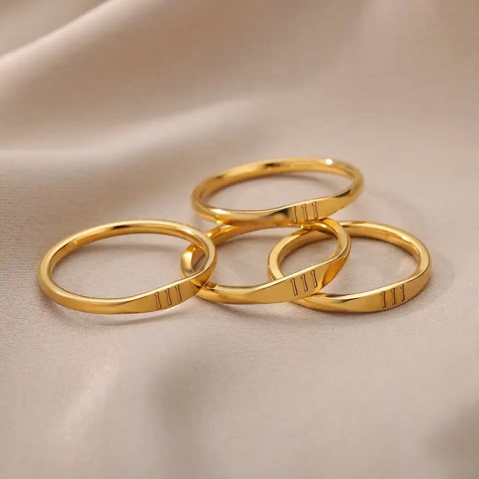 Angel Number Rings by Alphaempire Diamanté, Gold Ring, 111, 222, 333 ...