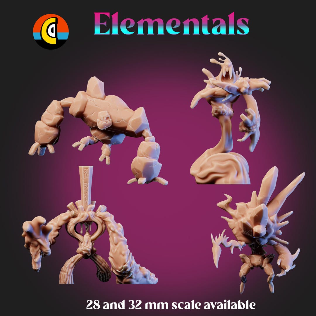 Elementals Set - 3D Printed Resin Miniatures - Tabletop Gaming ...