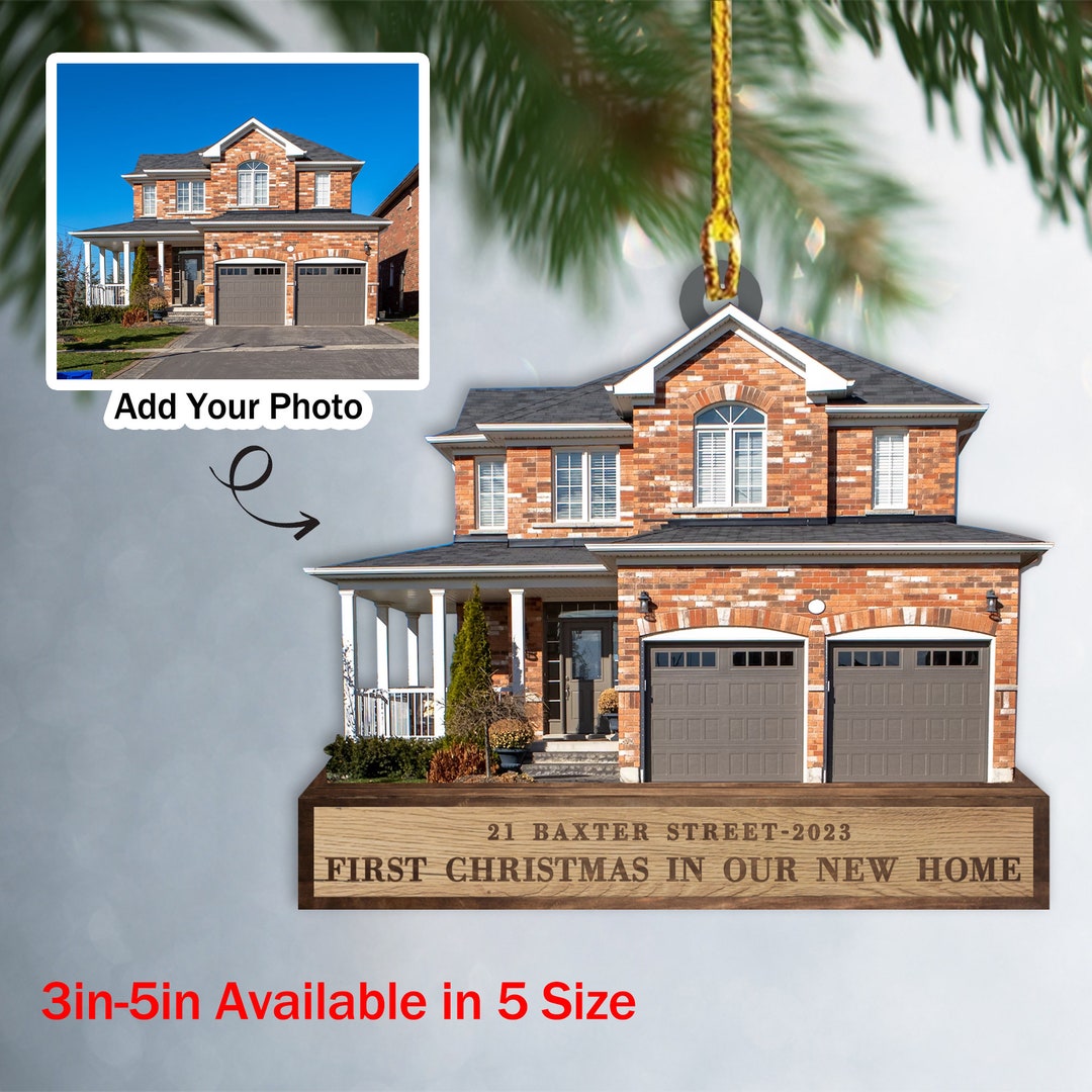 First Christmas in New House Ornament, Custom Acrylic House Photo ...