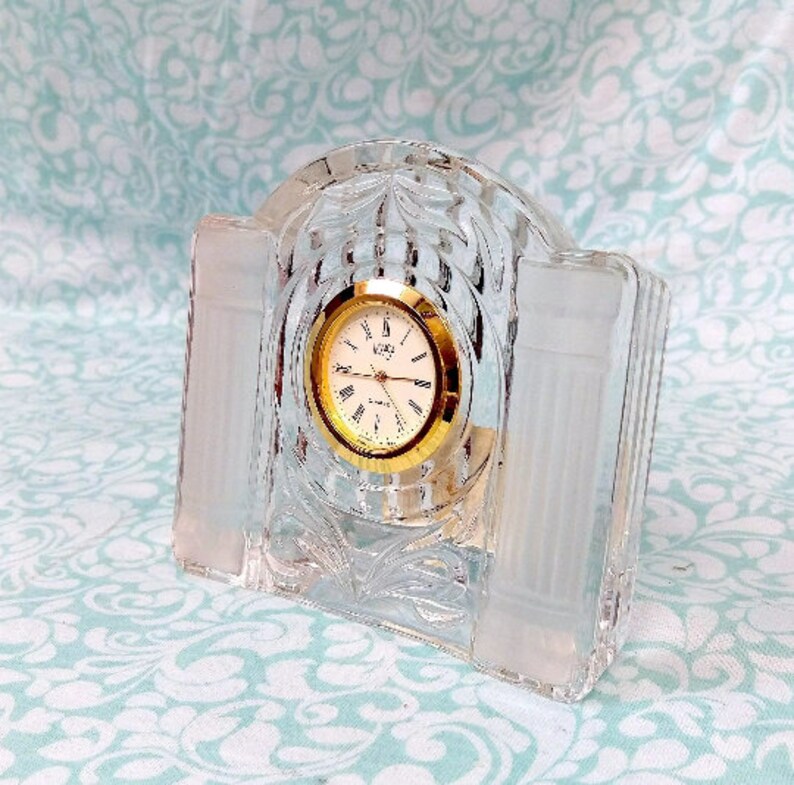 Vintage Mikasa Clock, Art Deco Timepiece, Crystal Table Clock, Mantel ...