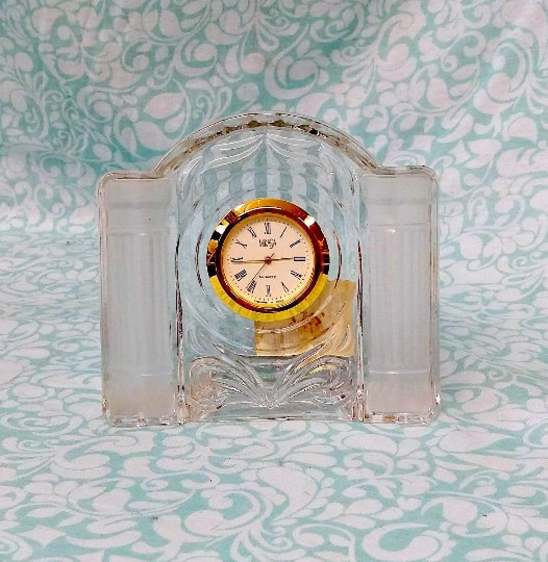 Vintage Mikasa Clock, Art Deco Timepiece, Crystal Table Clock, Mantel ...