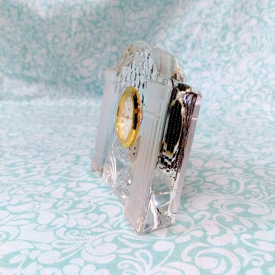 Vintage Mikasa Clock, Art Deco Timepiece, Crystal Table Clock, Mantel ...