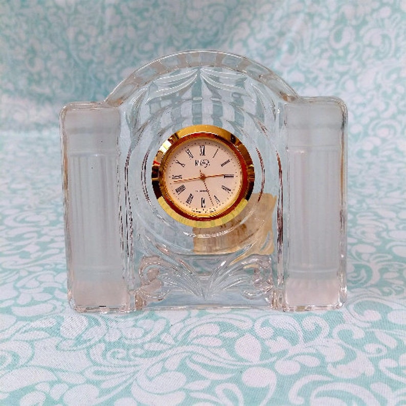Vintage Mikasa Clock, Art Deco Timepiece, Crystal Table Clock, Mantel ...