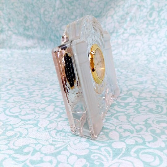 Vintage Mikasa Clock, Art Deco Timepiece, Crystal Table Clock, Mantel ...
