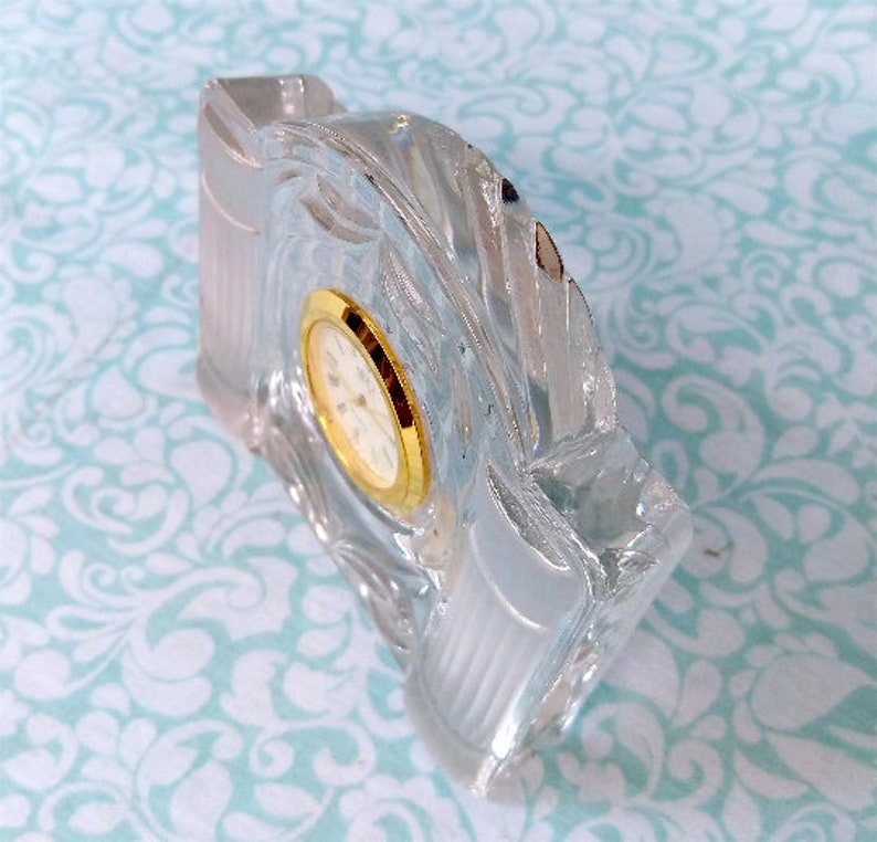 Vintage Mikasa Clock, Art Deco Timepiece, Crystal Table Clock, Mantel ...