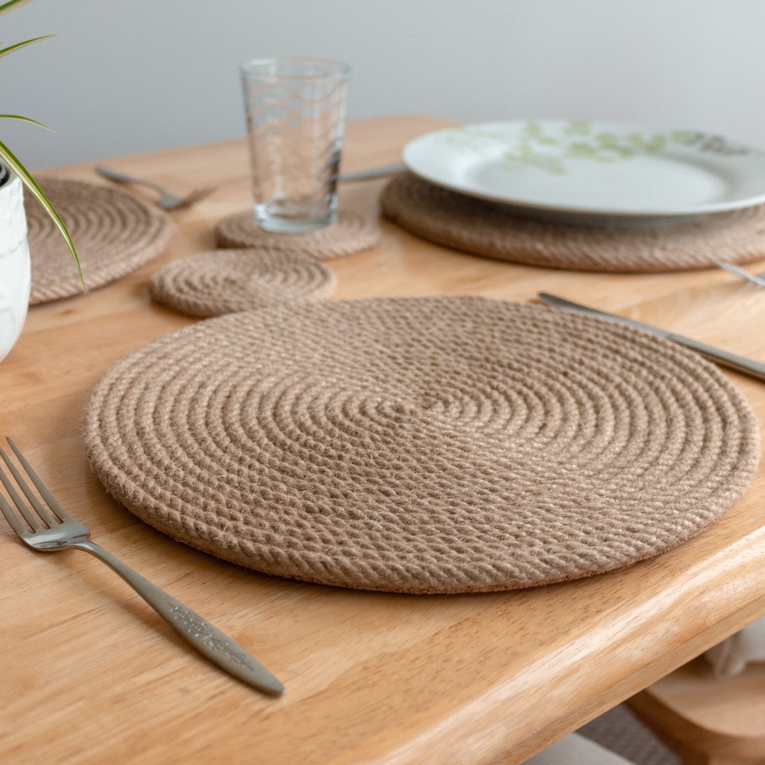 Jute Rope Placemats | 2 Round Natural Place Mats | Minimalist Table ...