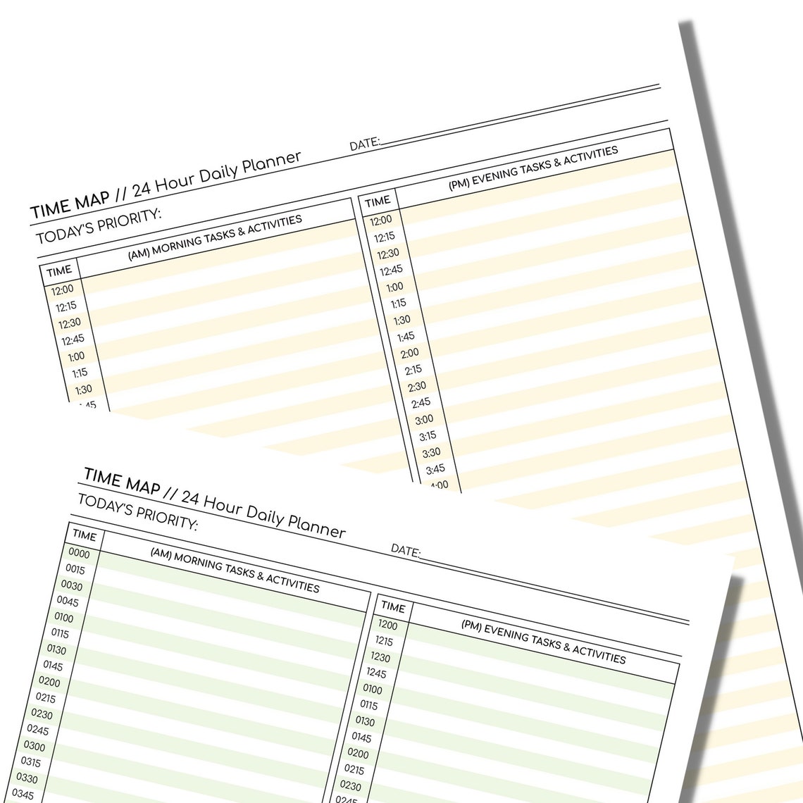Time Map Daily Planner Printable Download 24 Hour Planner - Etsy