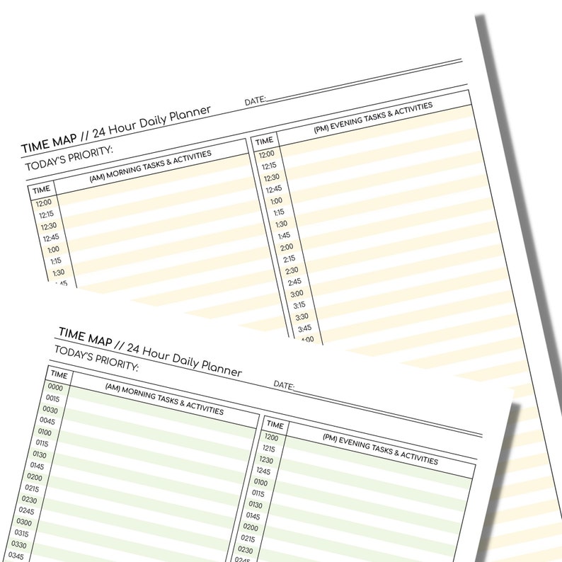 Time Map Daily Planner Printable Download 24 Hour Planner - Etsy