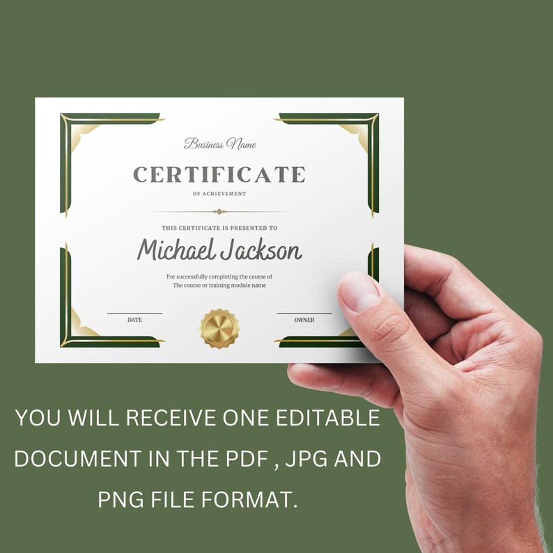 DIY Certificate of Completion Template Editable, Printable Training ...