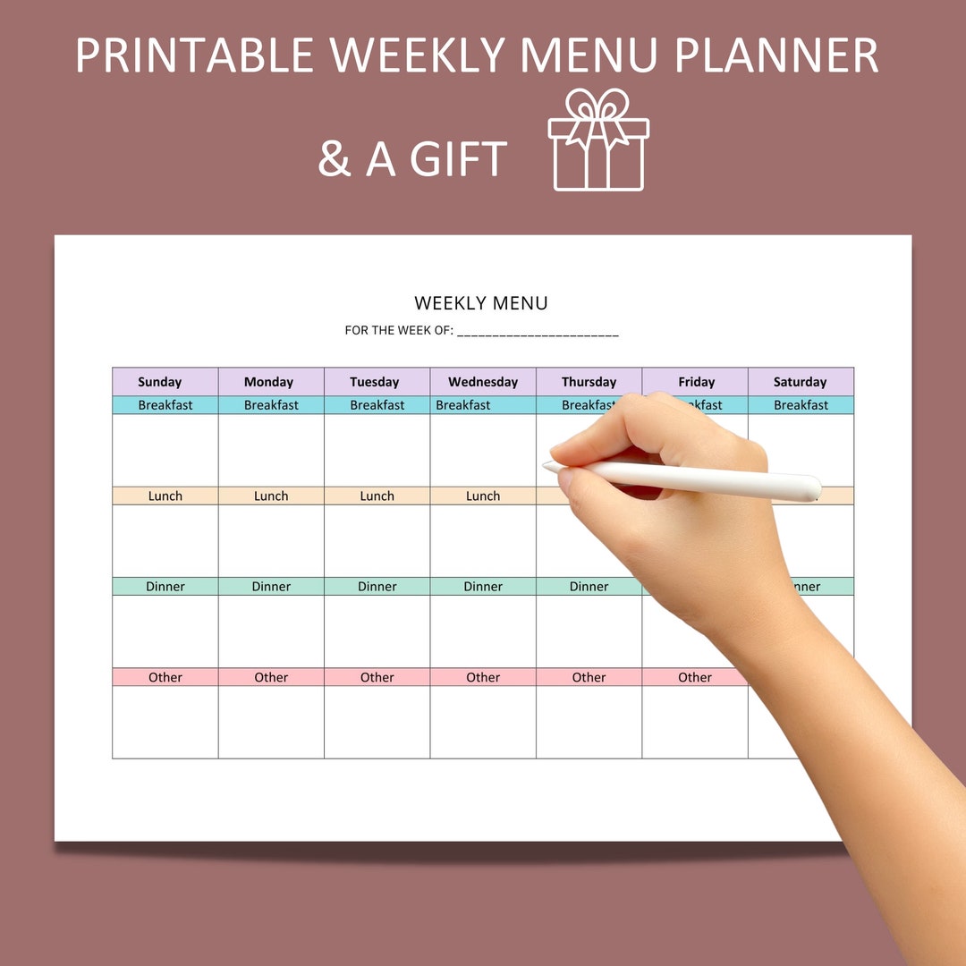 Meal Planning Printable, Kitchen Planner Printable, Weekly Meal Planner ...