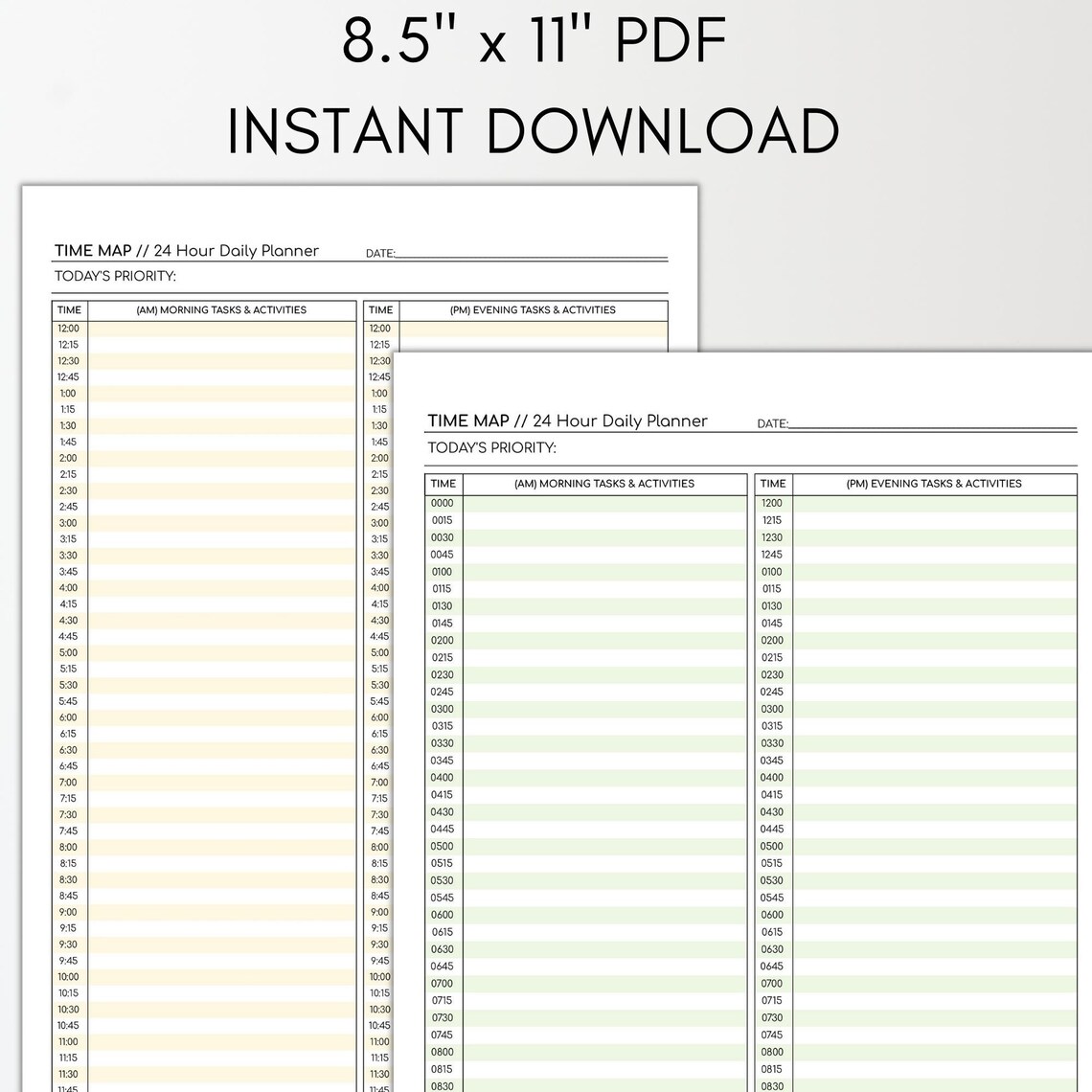 Time Map Daily Planner Printable Download 24 Hour Planner - Etsy