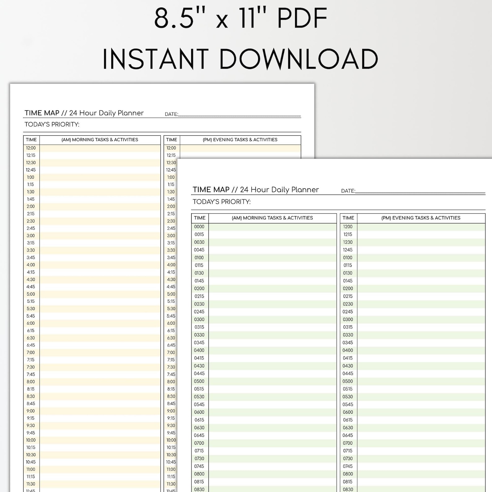 Time Map Daily Planner Printable Download 24 Hour Planner - Etsy