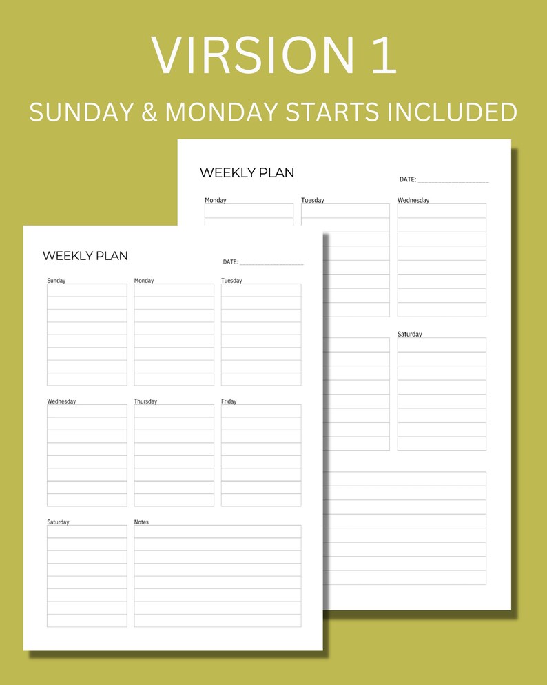 Weekly Planner Printable to Do List, Minimal Weekly Schedule, Weekly ...