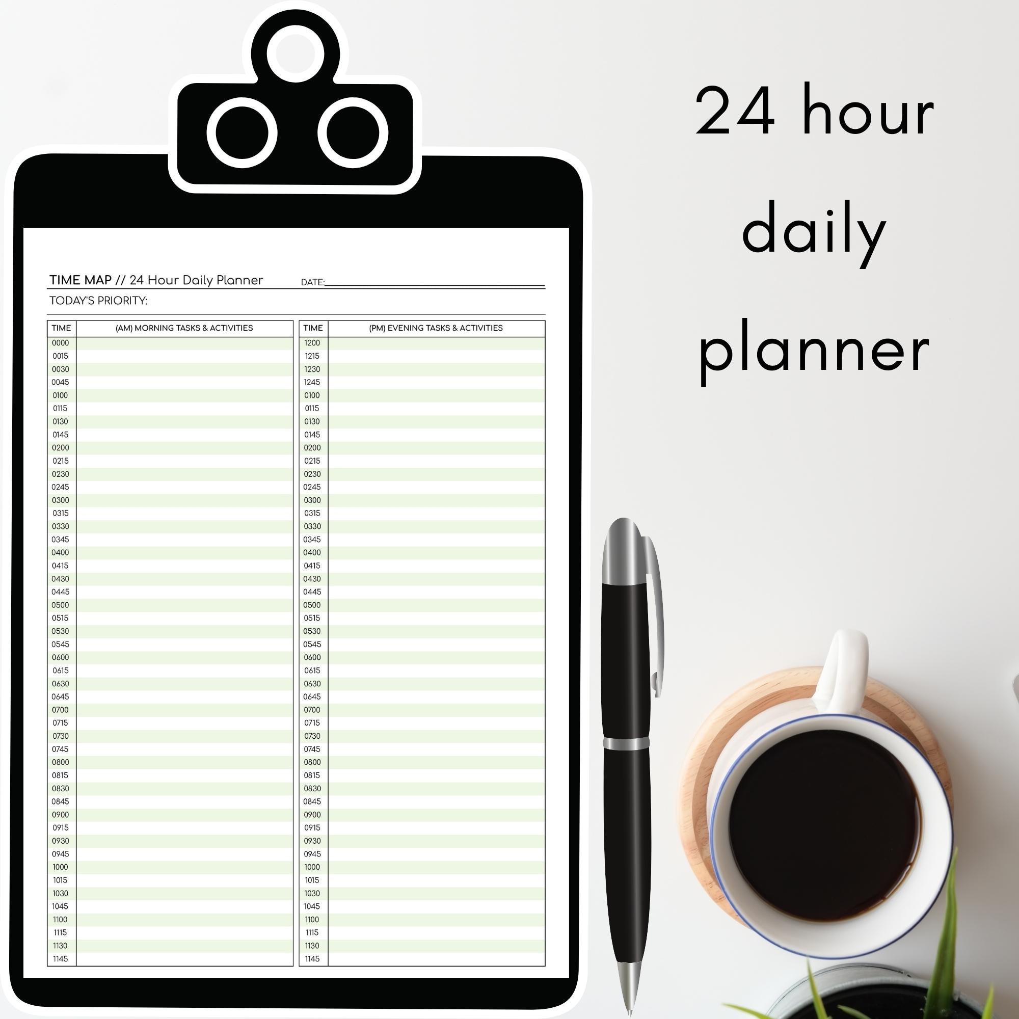 Time Map Daily Planner Printable Download 24 Hour Planner - Etsy